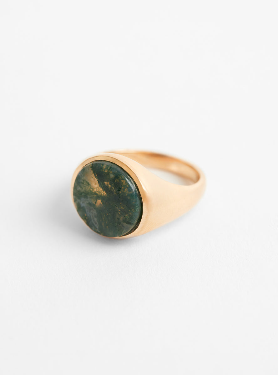 30338784-Small-Round-Stone-Signet-Ring-Gold-Plated-Moss-Agate-Gold-Moss-Agate-Helena-Rohner-1 ...