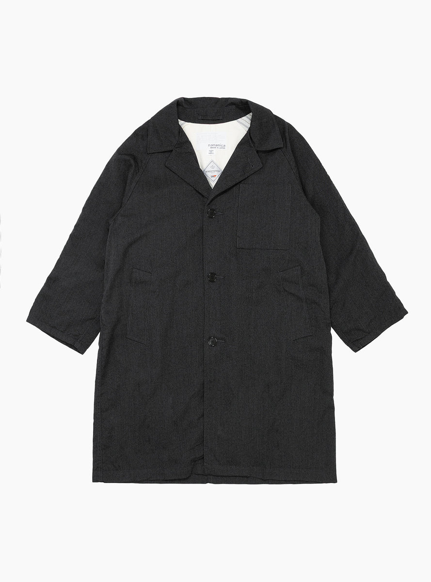 Wool Windstopper Single Breasted Coat Charcoal by nanamica | Couverture ...