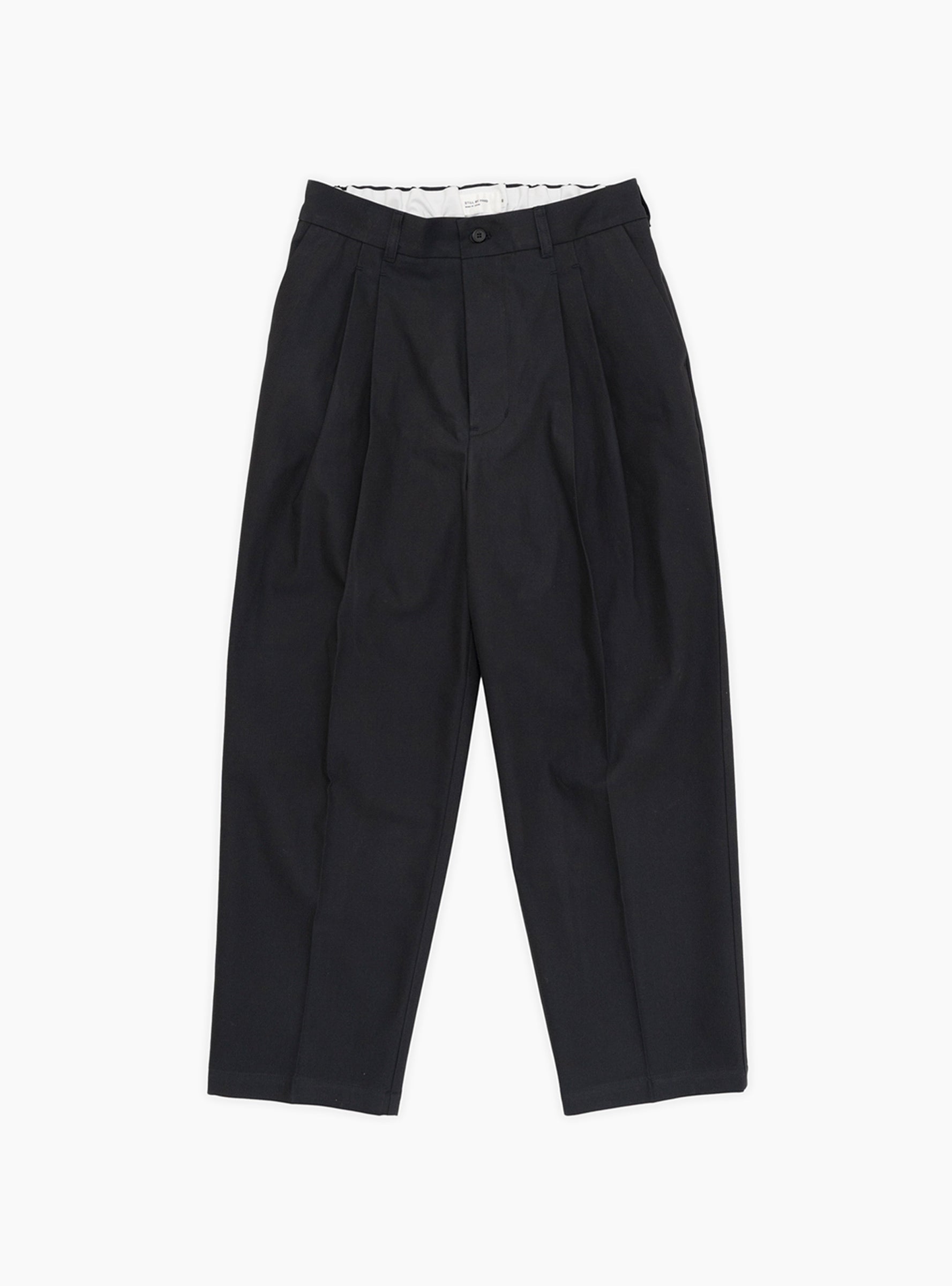 Deep Tuck Pressed Pants Black Navy by Still By Hand | Couverture & The Garbstore