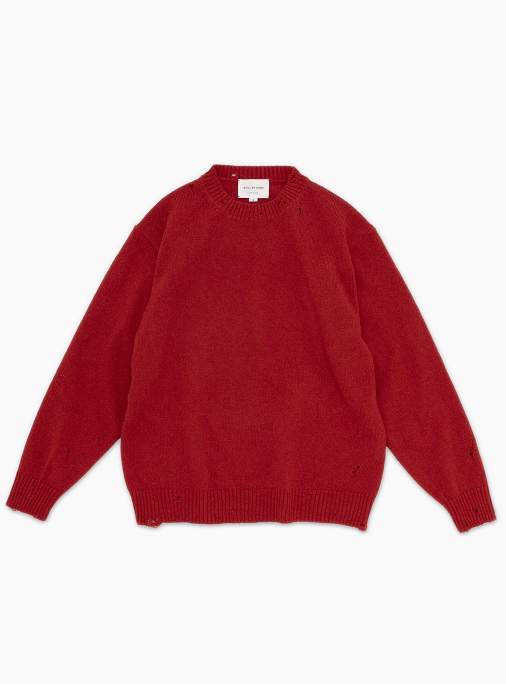 The Punched Shetland Sweater Vermillion Red from Still By Hand at ...