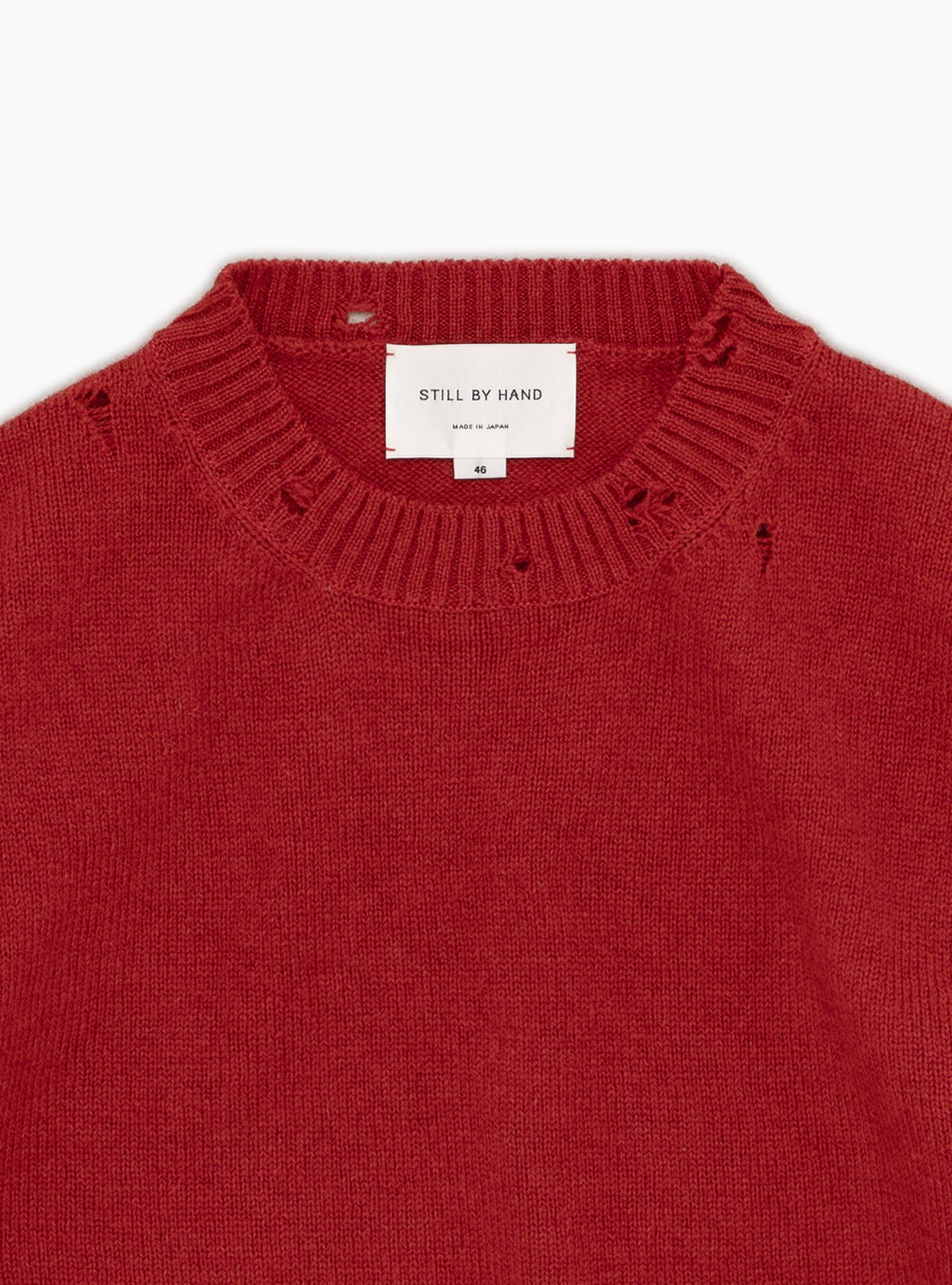 The Punched Shetland Sweater Vermillion Red from Still By Hand at ...