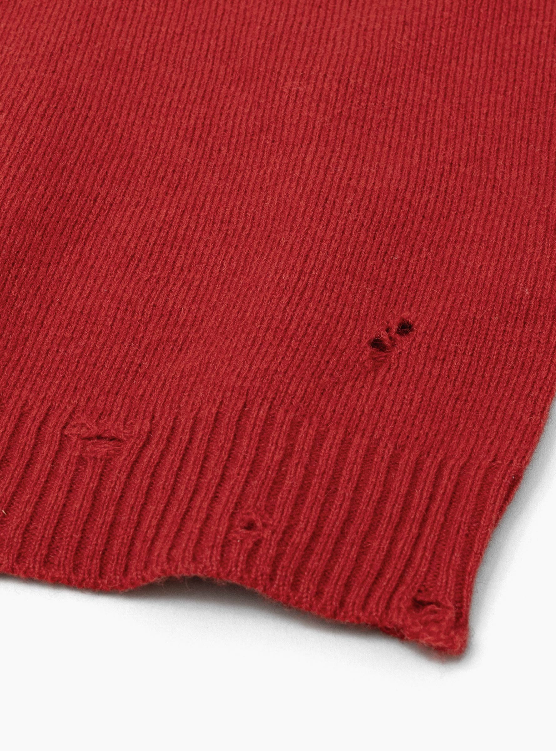 The Punched Shetland Sweater Vermillion Red from Still By Hand at ...