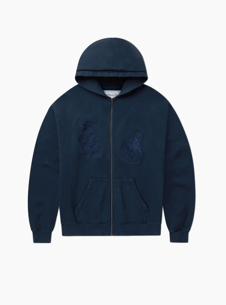 Into The Distance Zip Up Hoodie Washed Navy by One of These Days ...